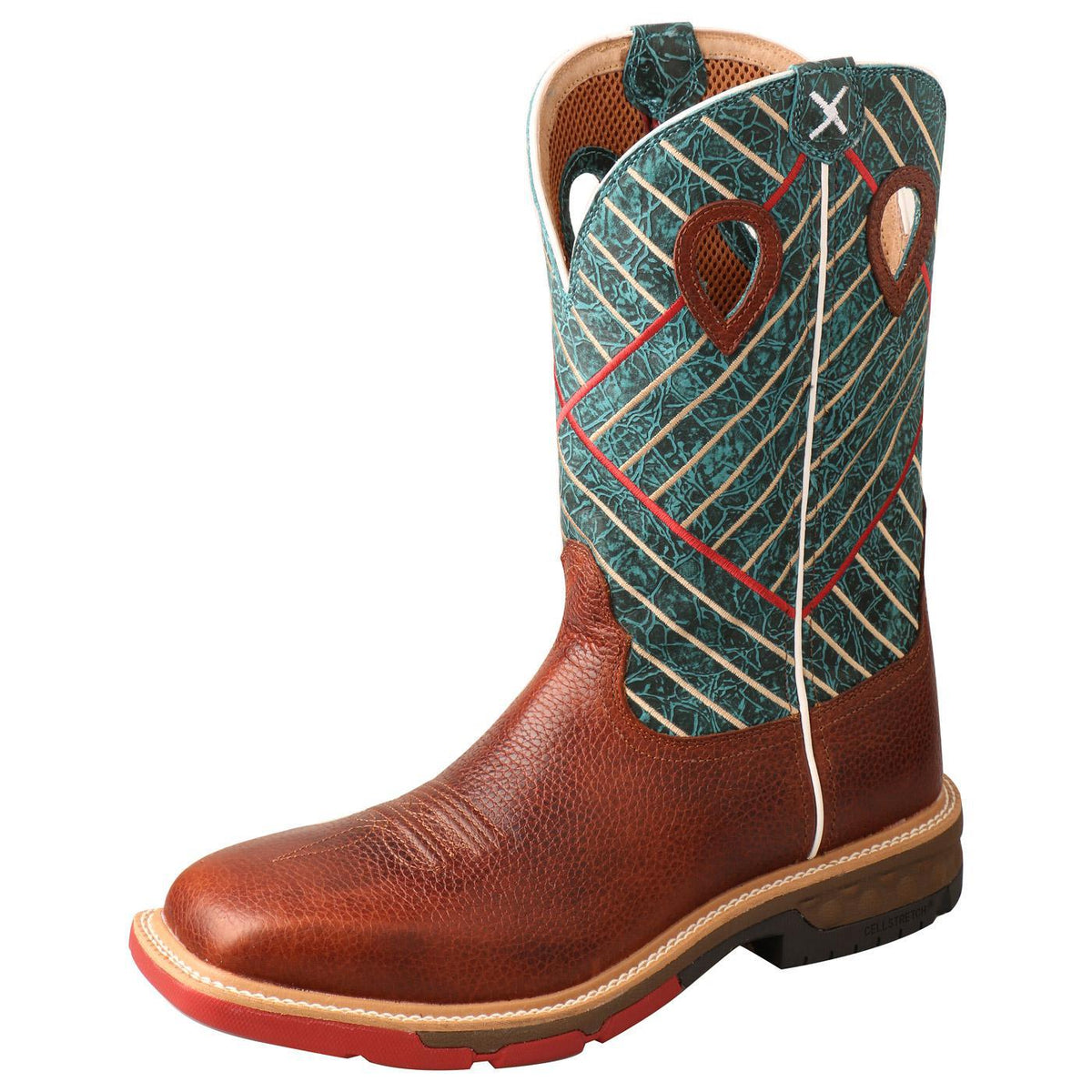 12" Western Work Boot - Cognac & Dark Green – Trails End Western Wear ...