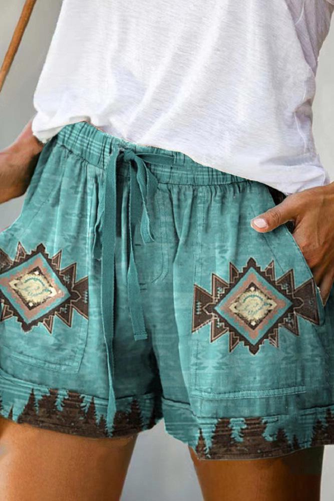 AZTEC TURQUIOISE LADIES POCKETED SHORTS – Trails End Western Wear & Tack