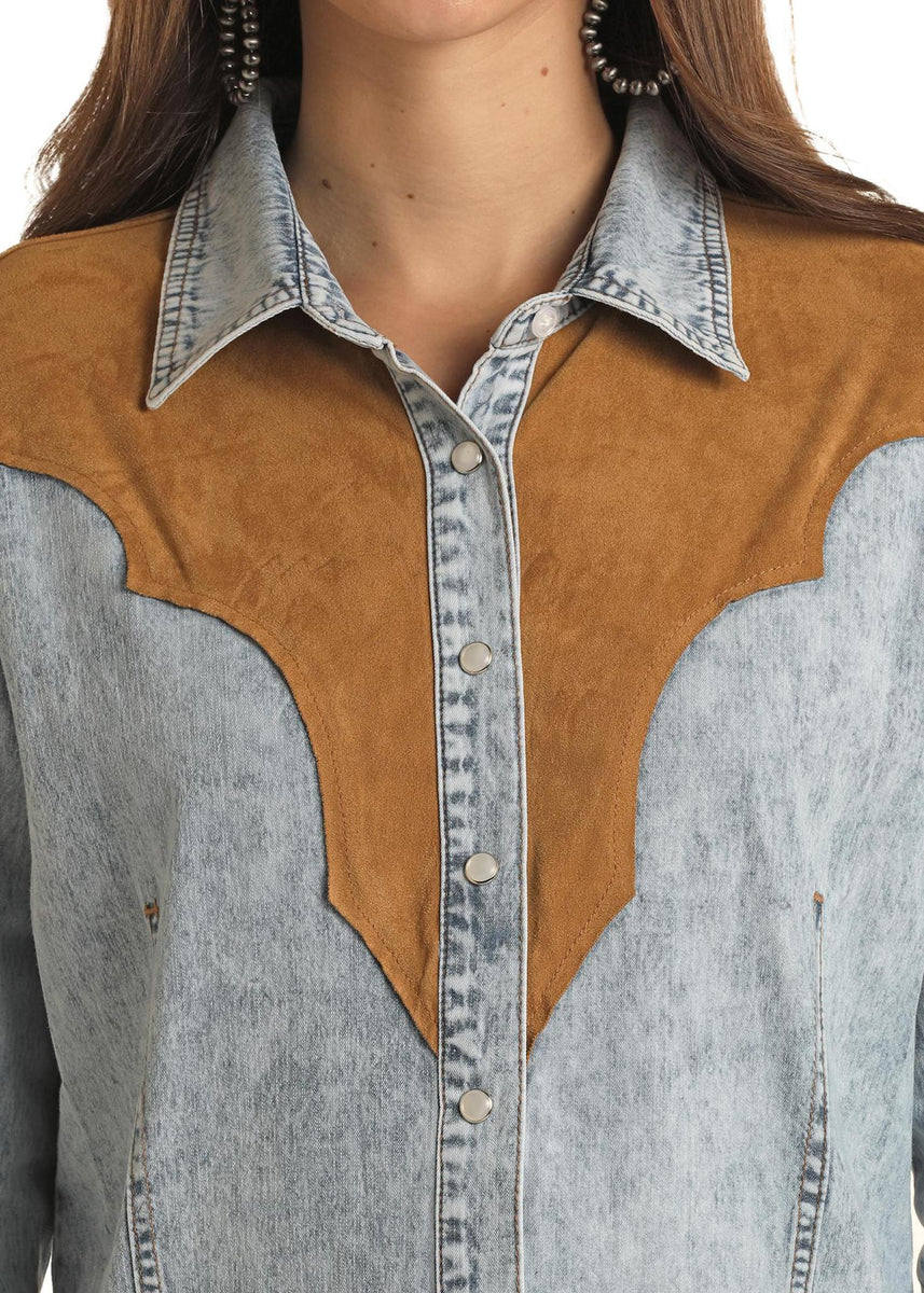 ROCK & ROLL DENIM WESTERN YOKE SNAP SHIRT – Trails End Western Wear & Tack