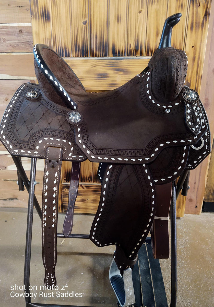 COWBOY RUST BARREL SADDLE 14.5 – Trails End Western Wear & Tack