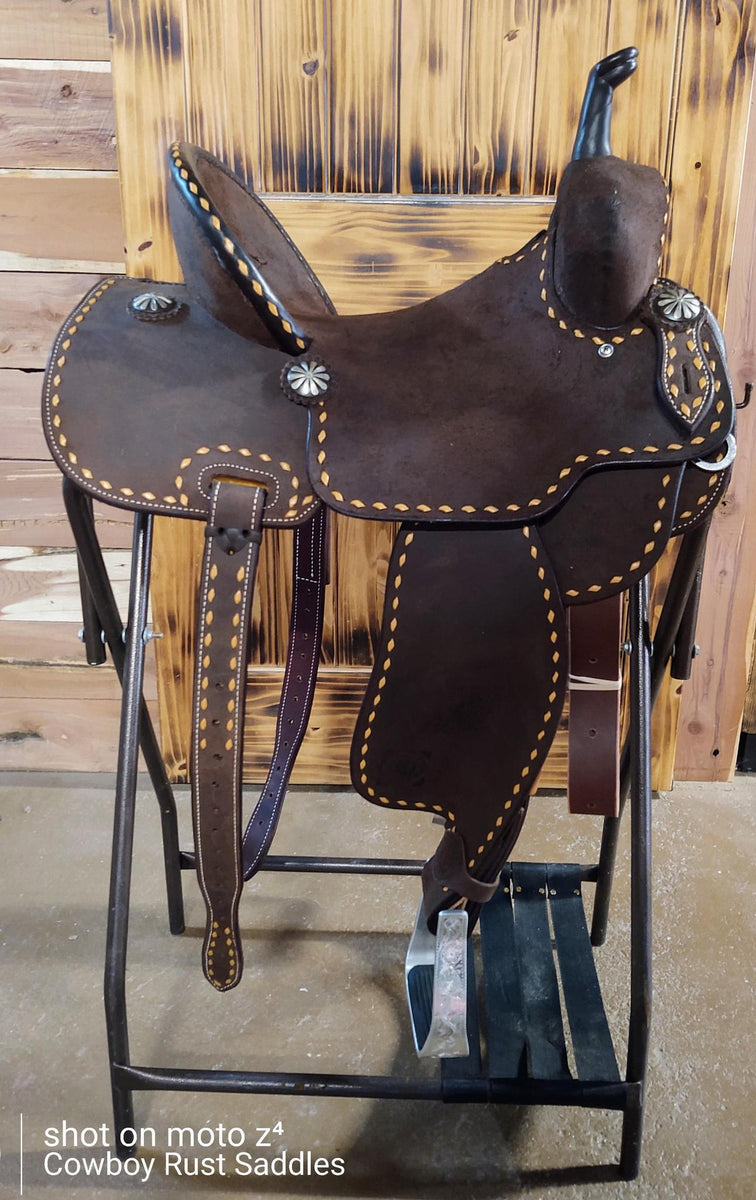 COWBOY RUST BARREL SADDLE 14" – Trails End Western Wear & Tack